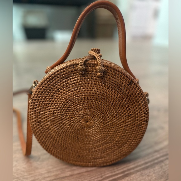Bags | Handwoven Round Rattan Bag | Poshmark